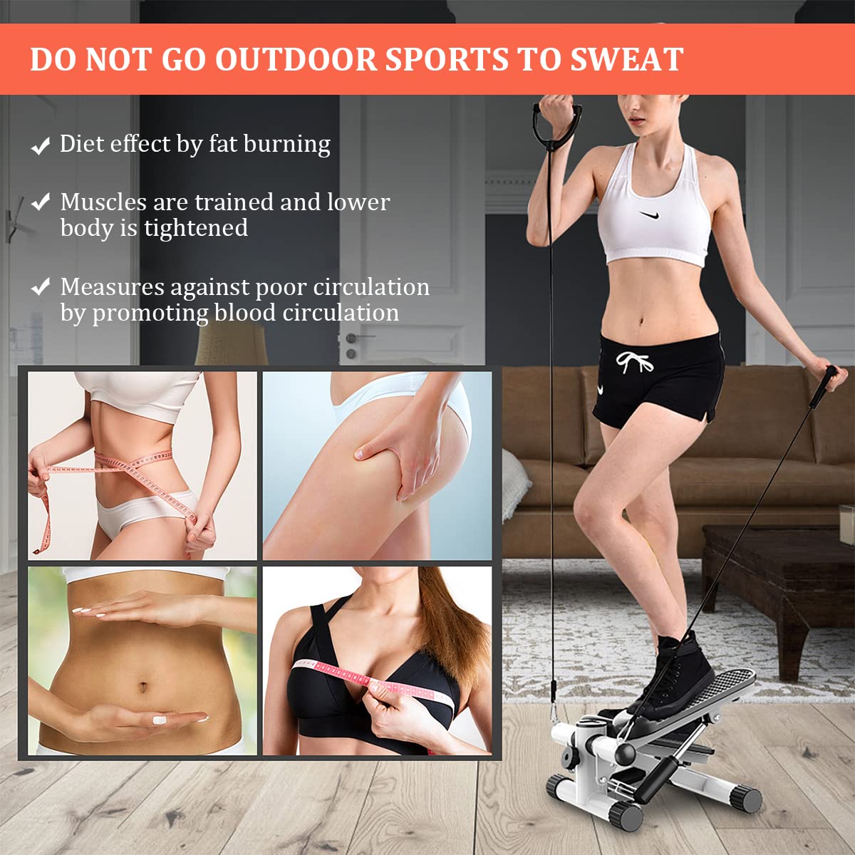 IRELOJ Mini Home Stepper with Training Computer, Endurance Training Home Fitness Equipment, Stepper with Resistance Band, 380 Pounds
