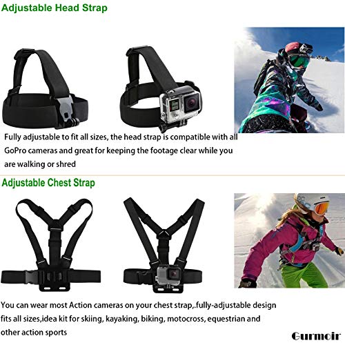 Gurmoir Basic Common Action Camera Video Accessory kit Bundles for Hero 11 10 9 8 7 6 5 4 3 Max Osmo Action/Action 2, SJCAM, and More(DT05)