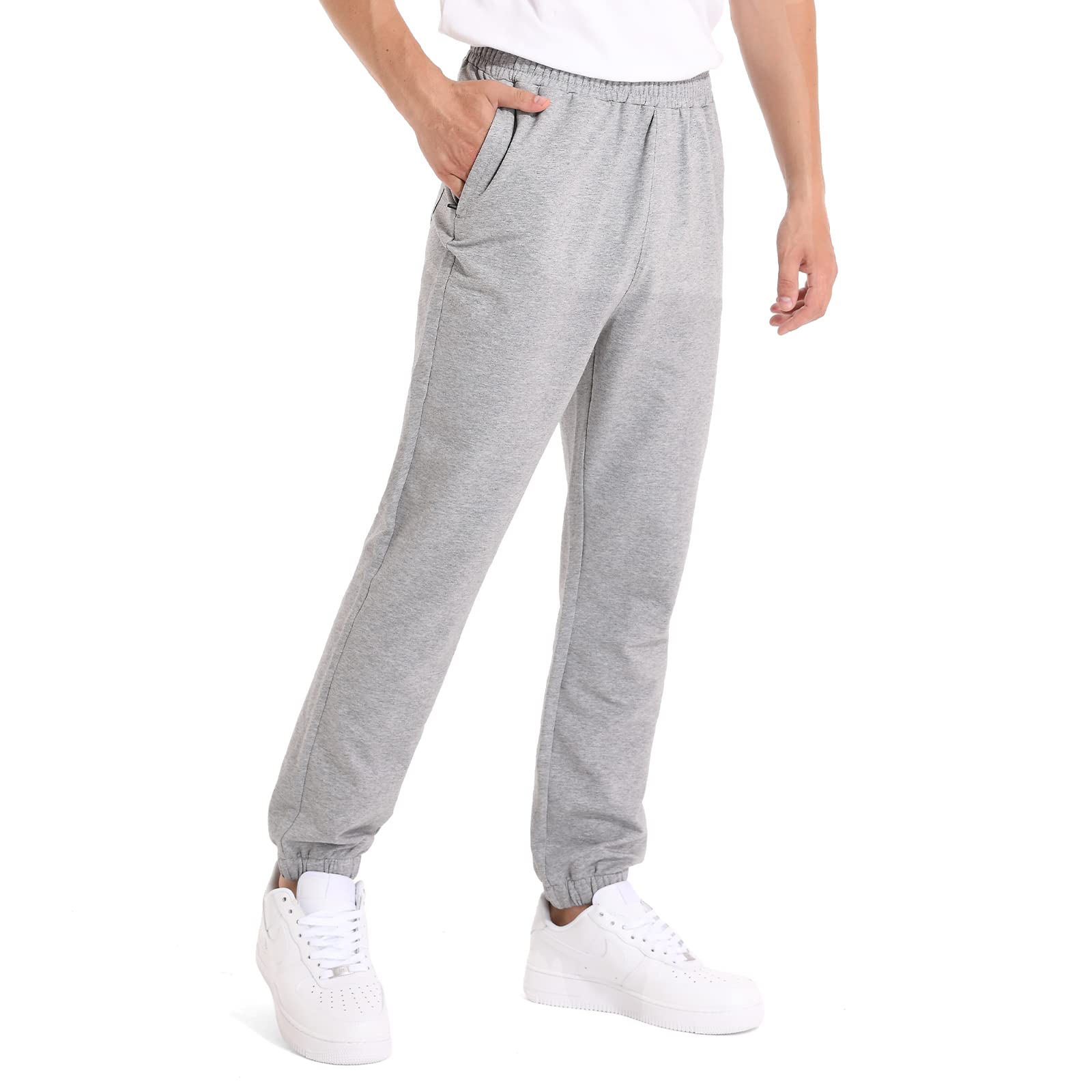 M MOTEEPI Sweatpants for Men with Pockets Grey Cotton Joggers Sweatpants 28" Sports Lounge Athletic Sweatpants M