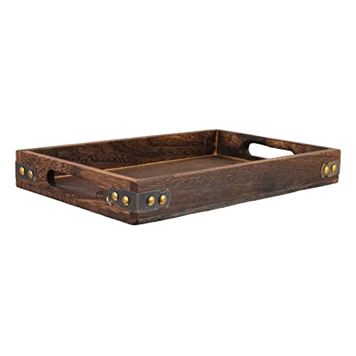 Zerodeko Home Decor Serving Tray Vintage Wooden Serving Tray Rectangular Ottoman Tray with Handles Sandwich Tray Rustic Farmhouse Decorative Tray for Breakfast Coffee Tea Jewelry Charcuterie Boards