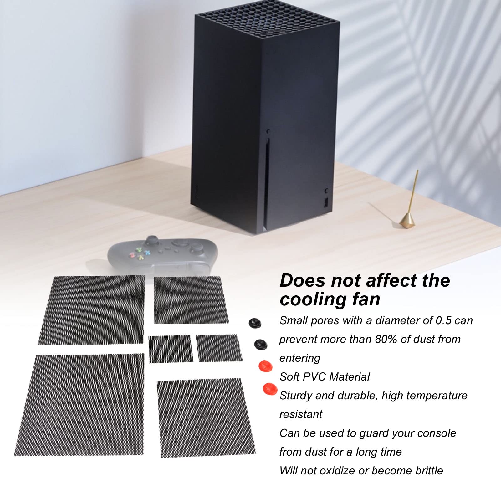 Mesh dust Filter, PVC Material Ventilation, Gaming dust Filter Cover, Small Holes with 4 Silicone Jaws for Game Consoles