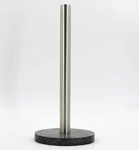 Koja Natural Black Marble and Stainless Steel 12.5” Paper Towel Holder with No-Slip 6” Base. Stylish Modern Design to Enhance Any Kitchen and Impress Your Friends and Guests.