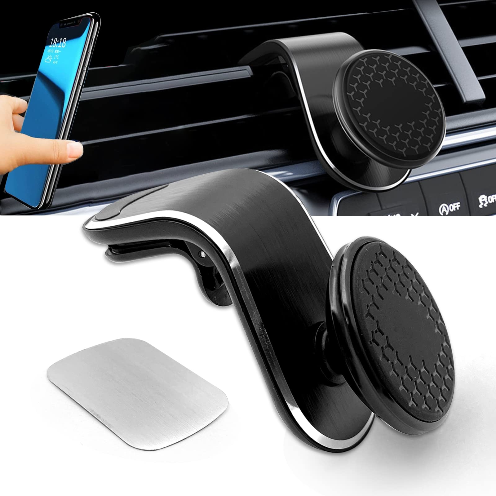 Patonu Car Magnetic Phone Holder,Universal Navigation Holder, Car Air Outlet Holder, 360°Adjustable Universal Phone Holder(Black)