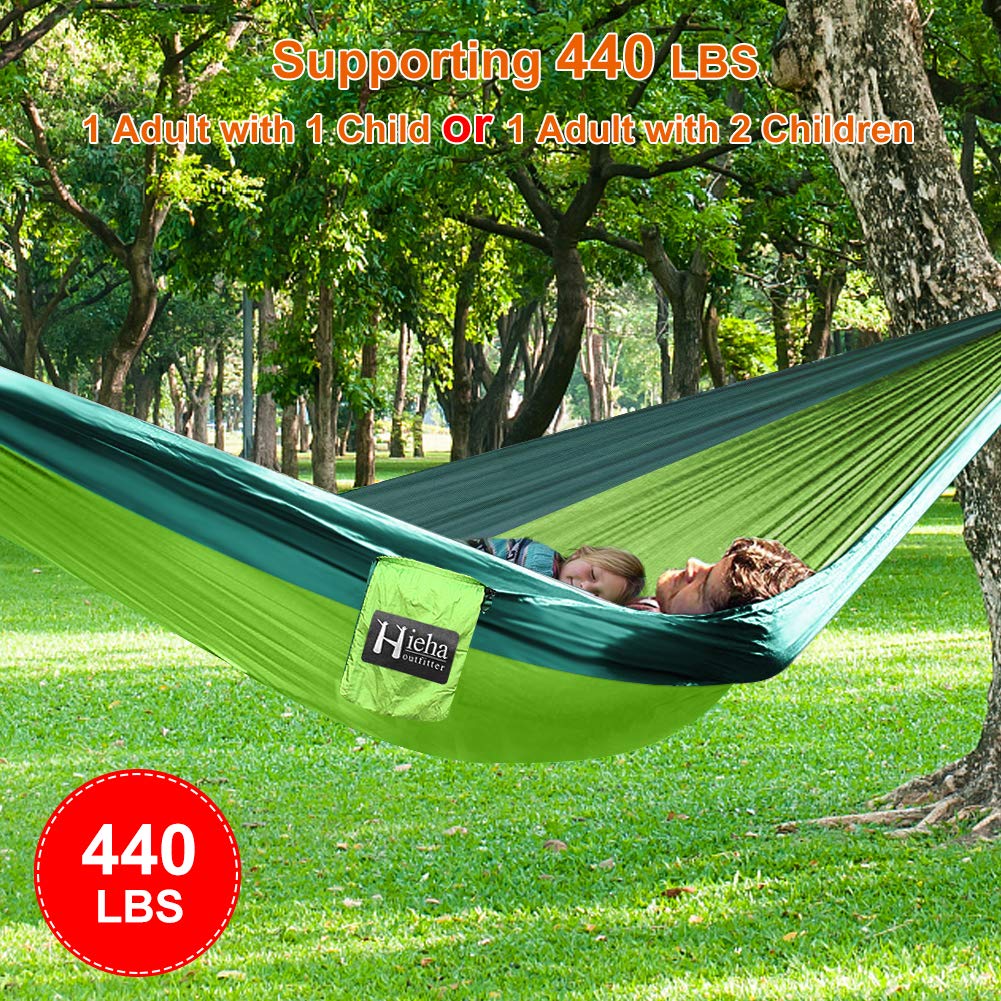 Hieha Camping Hammock with Mosquito Net, Portable Double/Single Travel Hammock w/Bug Insect Netting, Tree Straps & Carabiners for Outdoor Camping