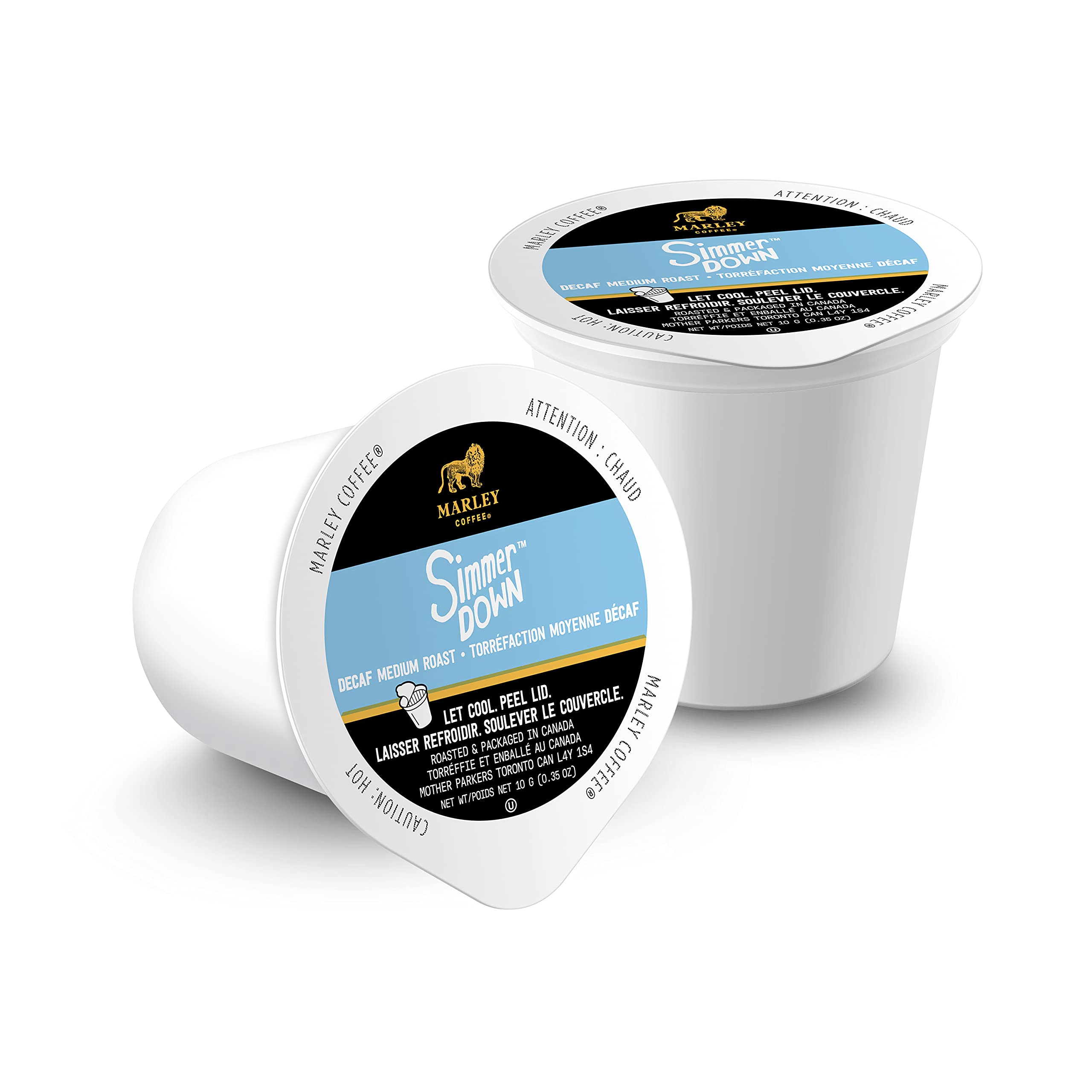 Marley Coffee Simmer Down Decaf, Swiss Water Process, Medium Roast Coffee, Keurig K-Cup Brewer Compatible Pods, 24 Count