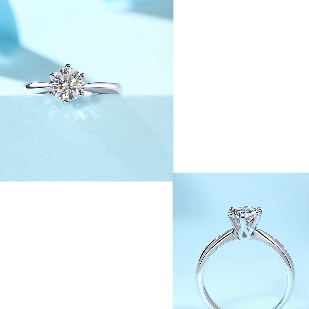 Hasril 925 Sterling Silver 0.5 CT Moissanite Engagement Ring for Women Adjustable with D Color, VVS Clarity (0.5ct 5mm Classic 6-Prong)