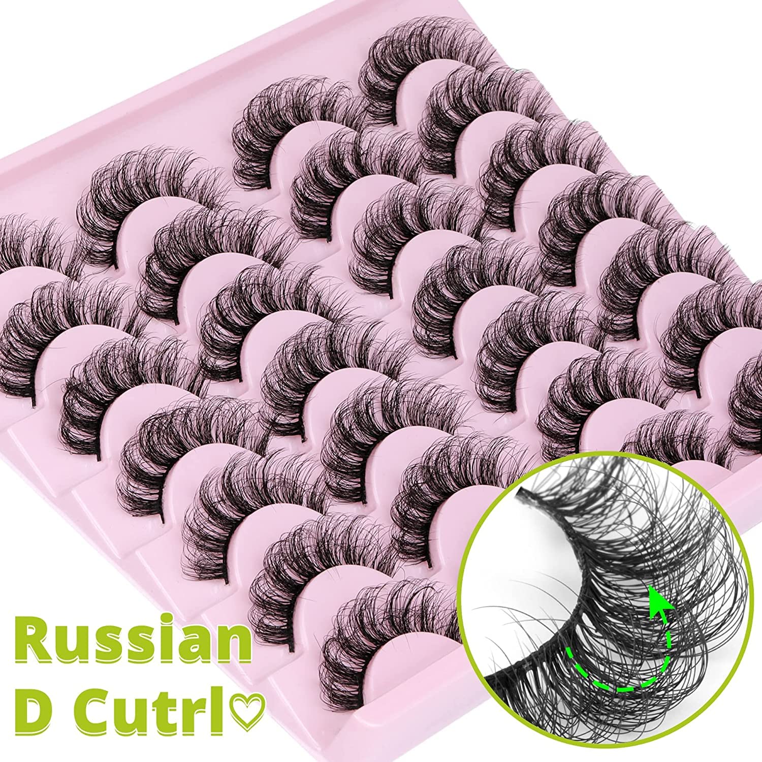 Mink Lashes Natural Look Fluffy False Eyelashes 17mm Wispy Eye Lashes D Curl Fake Eyelashes Pack by EYDEVRO (14 Pairs)