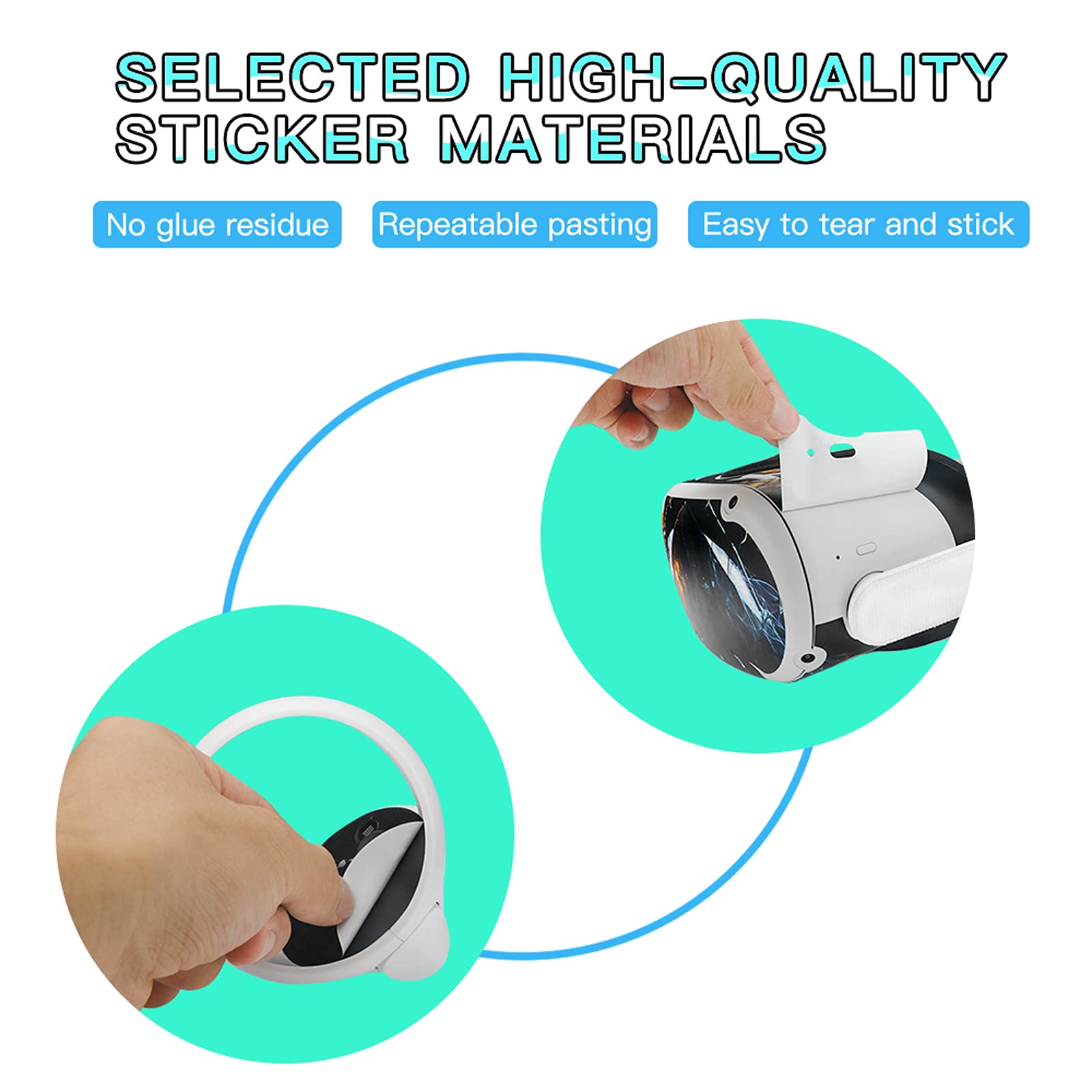 Honlyn Stickers Set Waterproof PVC Stickers Kit Decal Skin Decoration for Oculus Quest 2 Smart VR glasses headset all-in-one Accessories (Cute eye cat)