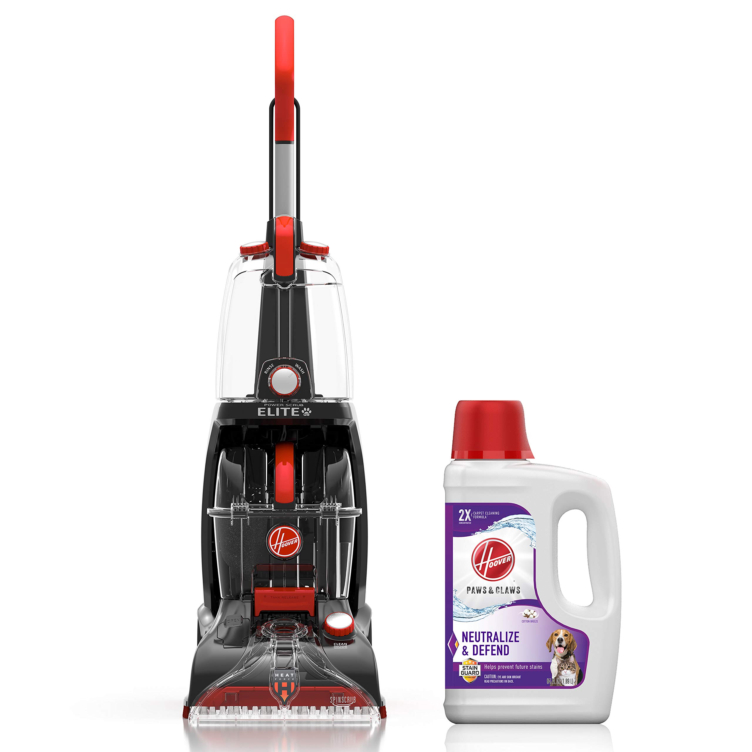 Hoover Power Scrub Elite Pet Carpet Cleaner with Paws & Claws Carpet Cleaning Solution with Staingua