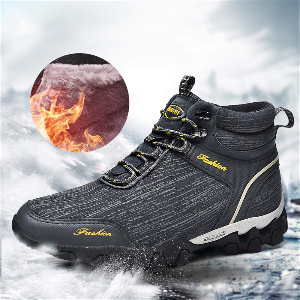 Govicta Premium Waterproof Work Boots for Men Men's Winter Hiking Ankle Boots Casual Trekking Lace-up Shoes Grey Size 10