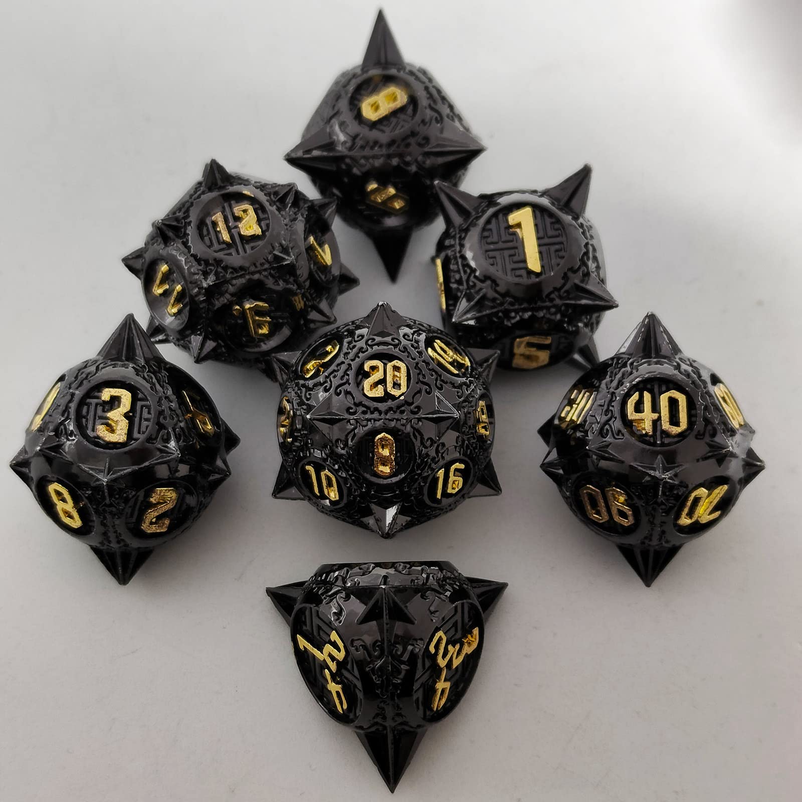 Metal Dice Set Round Polyhedral Rpg Dice 7 Large Dice Accessories Character Dressing Dice Game D&D Mtg Warhammer Pathfinder D4 D6 D8 D10 D10% D12 D20 Set Dice Pack Copper