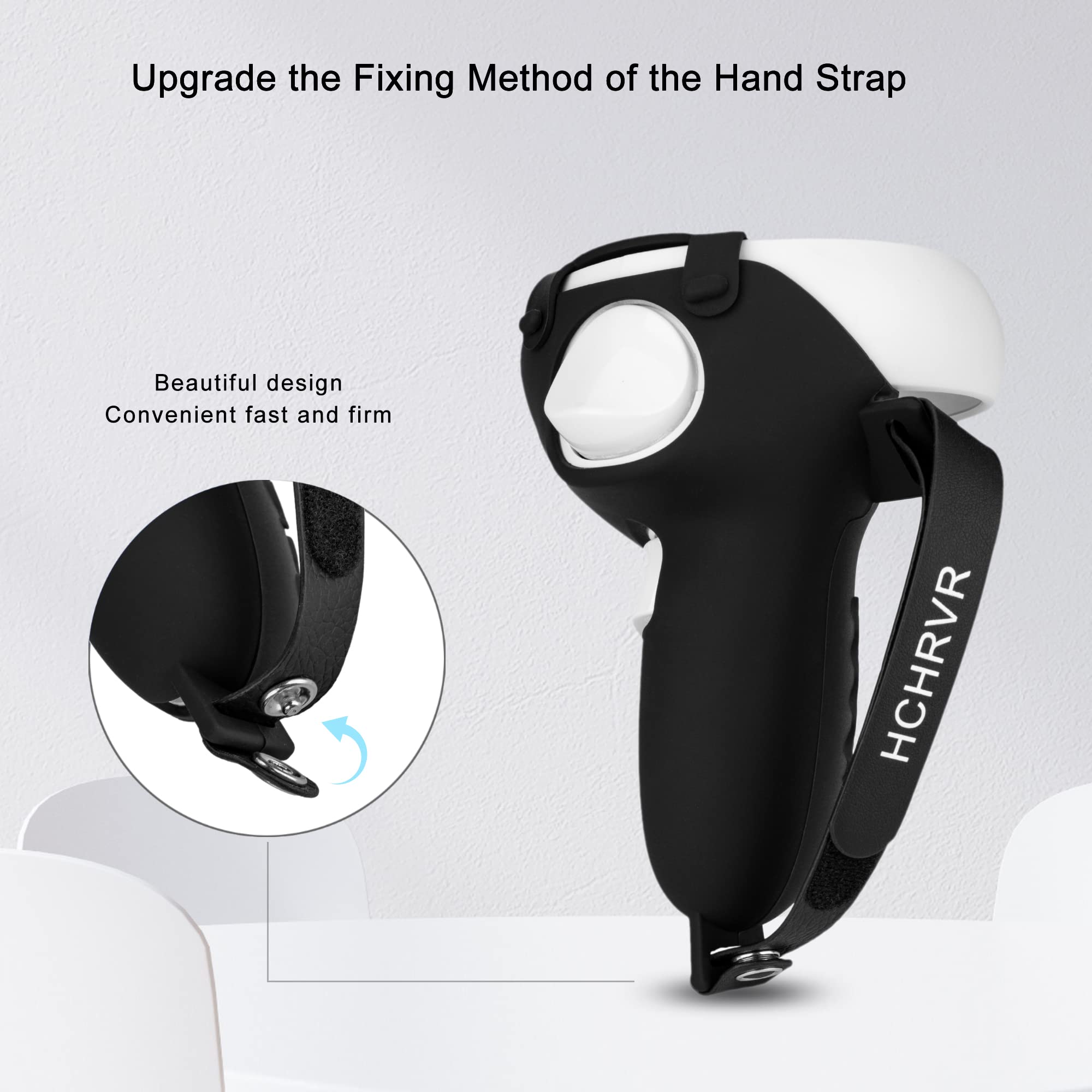 HCHRVR for Meta Quest 2 Controller Grips Accessories, Anti-Throw Silicone Grip Cover Protector with Knuckle Straps 。Anti-Bumping Silicone Halo Cover with Protection. (white)