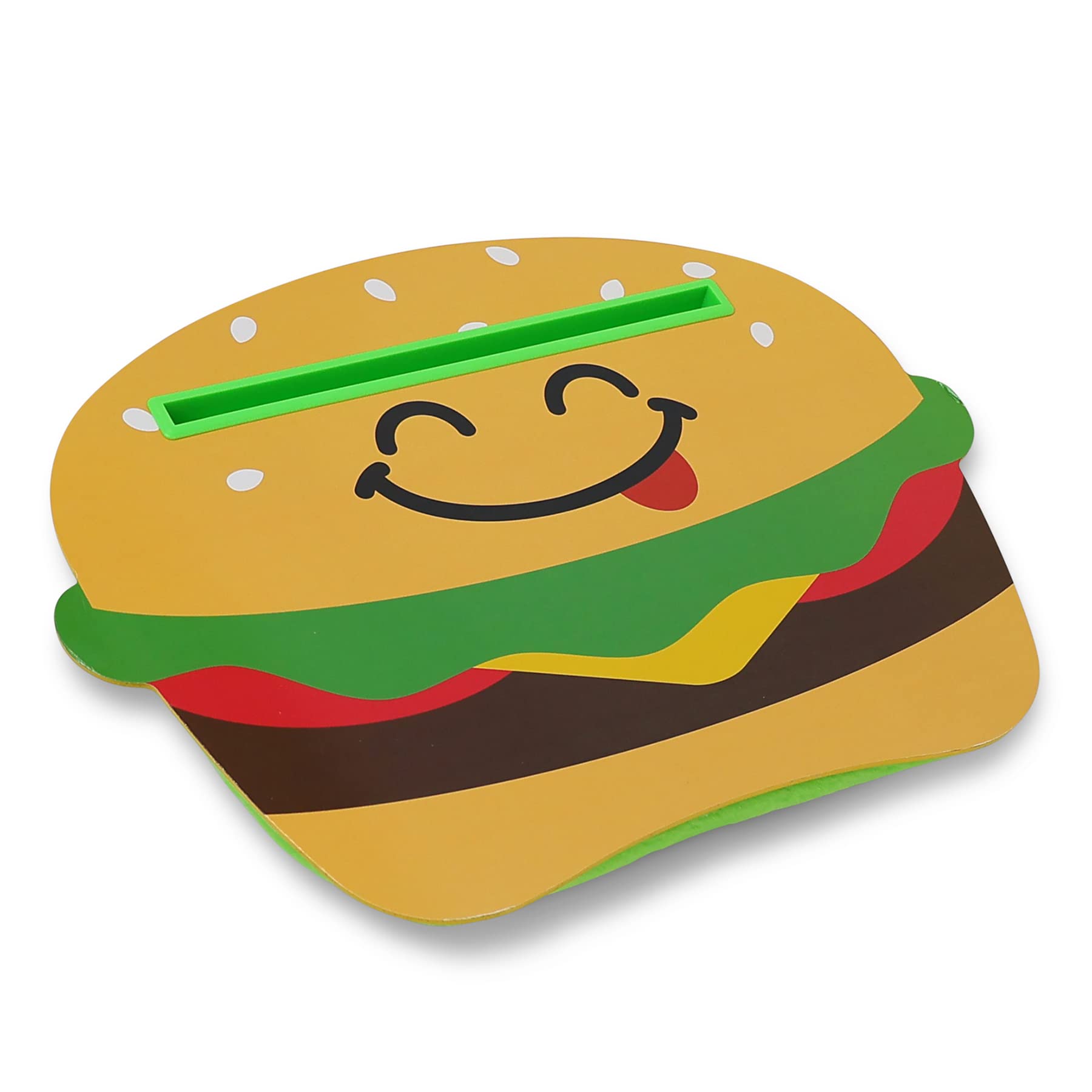 Good Banana Lap Desk - Built-in Tablet Holder, fits laptops and Chromebooks, Ipads up to 15", Delux Plush Padding (Cheeseburger), Multi