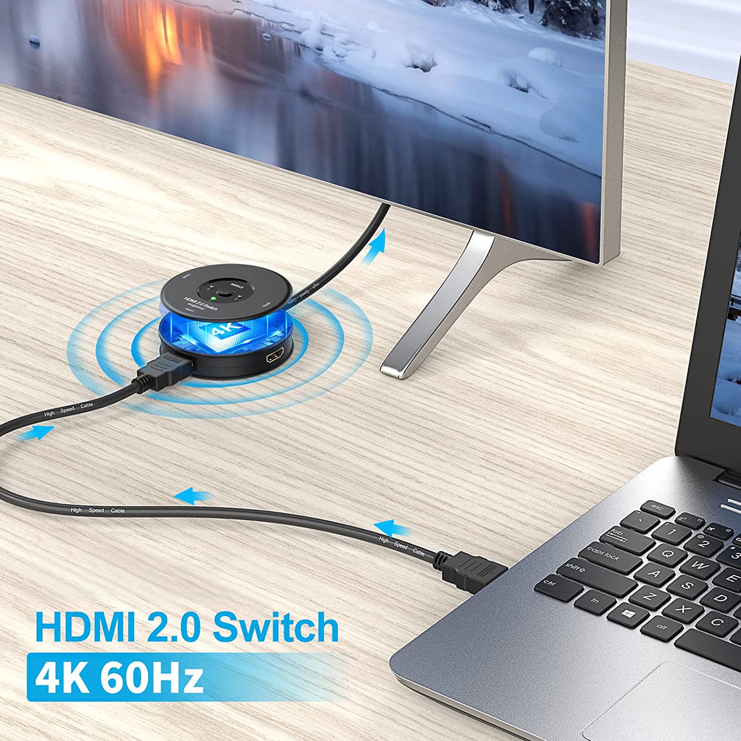 HDMI Switch 4K 60Hz, 3 in 1 Out HDMI Splitter for HDTV/Xbox/PS5/Fire Stick/DVD Player/PS4/PS3 4K 1080P 3D, Meofia HDMI Hub 3 Port HDMI Switch Box, HDMI 2.0 Switcher Multi HDMI Adapter