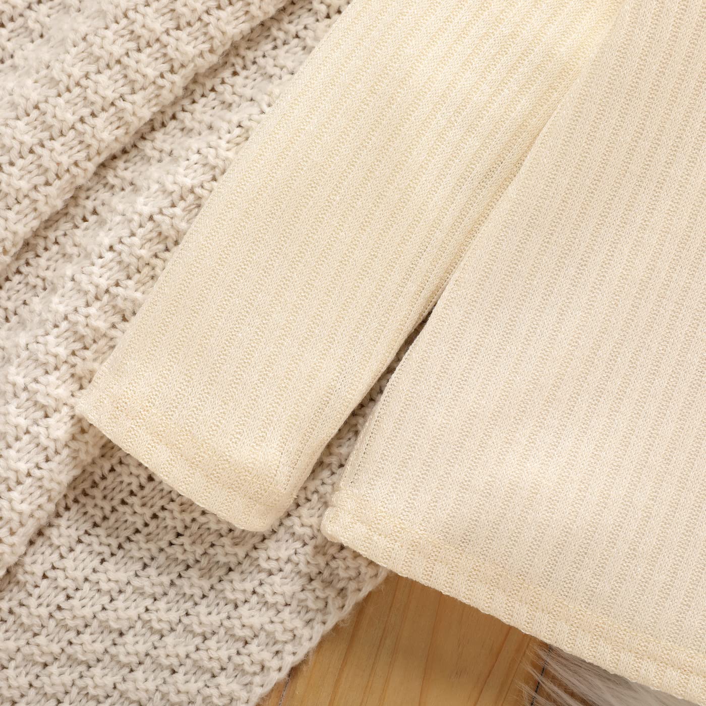 PATPAT Toddler Girl Boy KnitShirt Turtleneck Pullover Solid Knit Shirt Long Sleeve Warm Top Tees Clothes Beige 3 Years