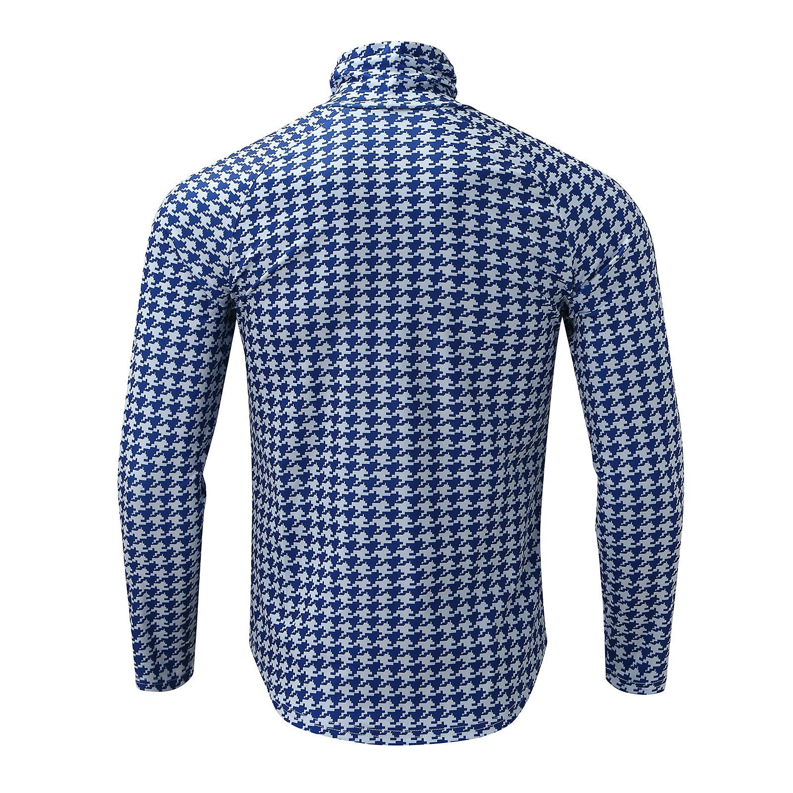 Mens Slim Fit Turtleneck T Shirt Check Houndstooth Lightweight Winter Long Sleeve Warm Underwear Tunic Top(Blue,X-Large)