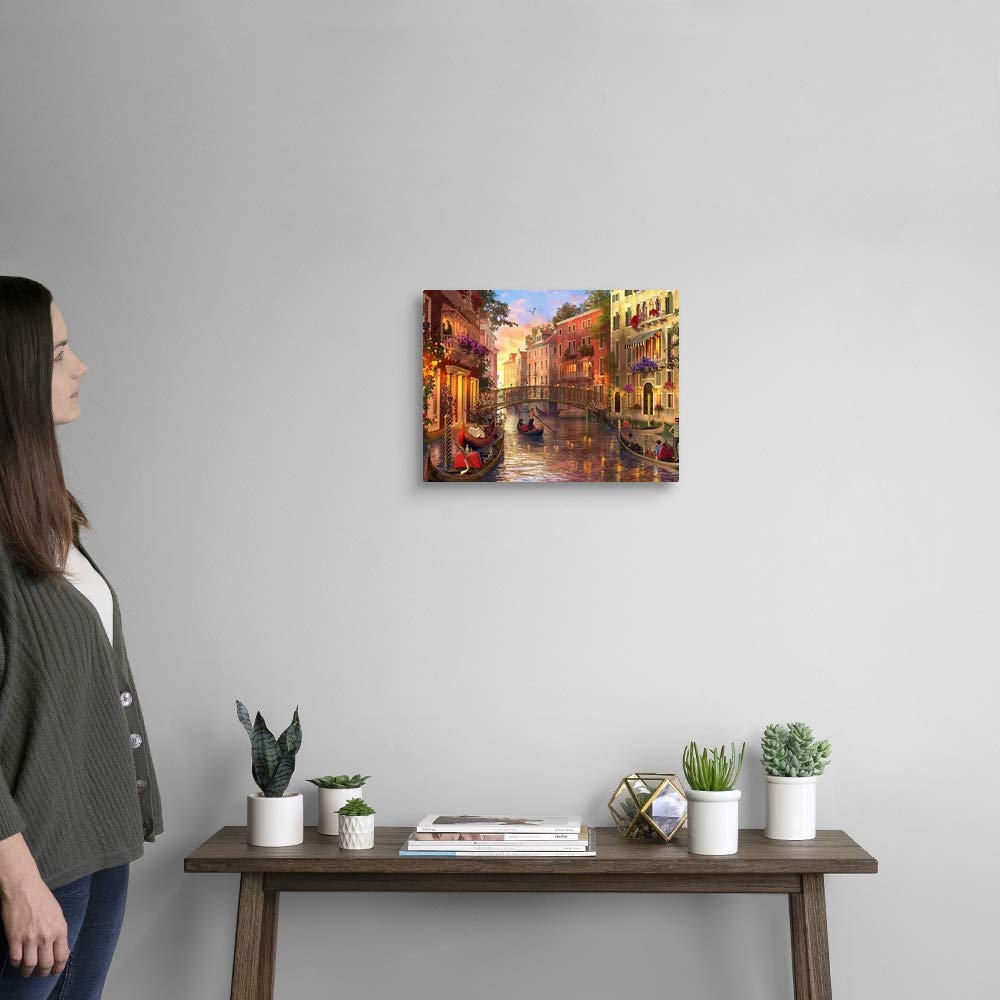 GREATBIGCANVAS Sunset in Venice Canvas Wall Art Print, Venice Home Decor Artwork, 48"x36"x1.5