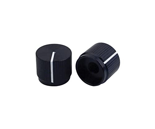 Guyker 3Pcs Guitar Aluminum Alloy Flat Top Control Knobs Dia. 6mm(0.24") Shaft Pots - Dome Tuning Potentiometer Knob Replacement Part for Electric Guitar or Precision Bass, black