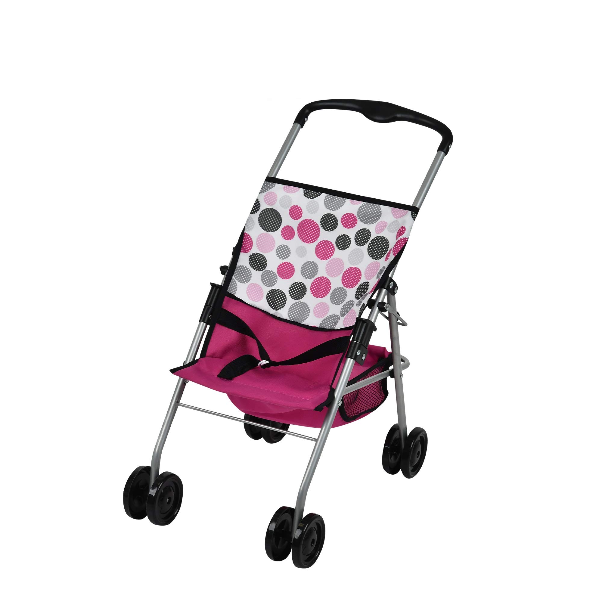 Hauck Pink Dot Doll 3 Piece Doll Stroll and Care Set Includes a Half Folding Stroller, Play Yard and High Chair