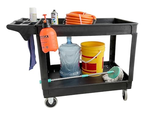 MaxWorks 80858 500-lb Utility Service PP Cart with Two Trays and Wheels 46 inch x 25.5 inch x 33.5 inch Overall Dimensions