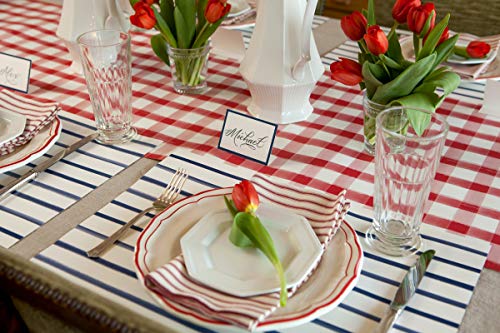 Hester and Cook Disposable Paper Placemats for Dining Table - Navy Striped Square Place Mats for Parties - 24 Sheets Per Pad American Made