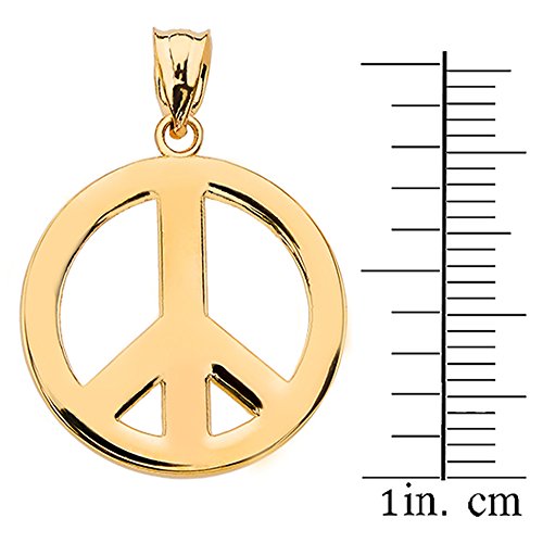 High Polish 10k Gold Circle Of Peace Sign Symbol Charm Pendant