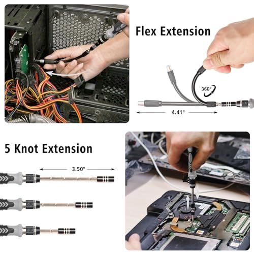 Precision Screwdriver Set, SHARDEN 122 in 1 Electronics Magnetic Repair Tool Kit with Case for Repair Computer, iPhone, PC, Cellphone, Laptop, Nintendo, PS4, Game Console, Watch, Glasses etc (Grey)