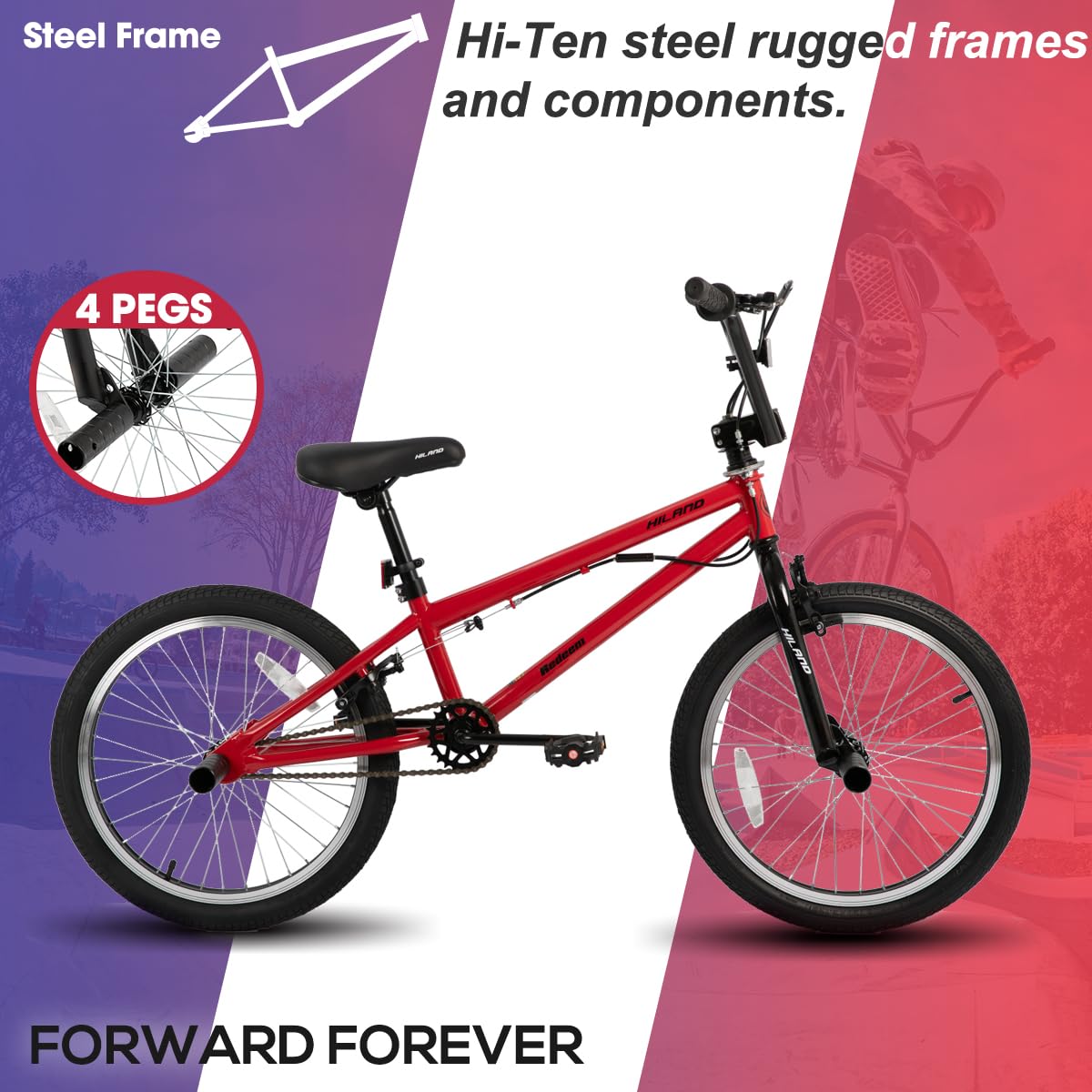 Hiland 20" Kids Bike for Boys BMX Freestyle Bicycle Red