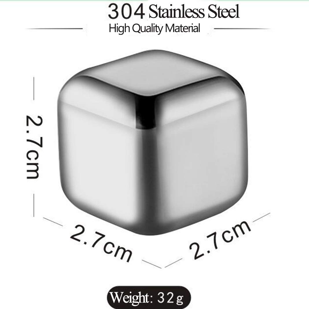 GoldNJade Stainless Steel Ice Cubes Reusable Chilling Stones for Whiskey Wine (Silver)