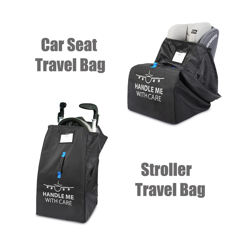 KYHDIYA Stroller Travel Bag for Airplane Durable Gate Check Bag Air Travel Backpack with Shoulder Straps Foldable Stroller Cover for Infant Carriers,Stroller & Booster,Car Seats,Blue