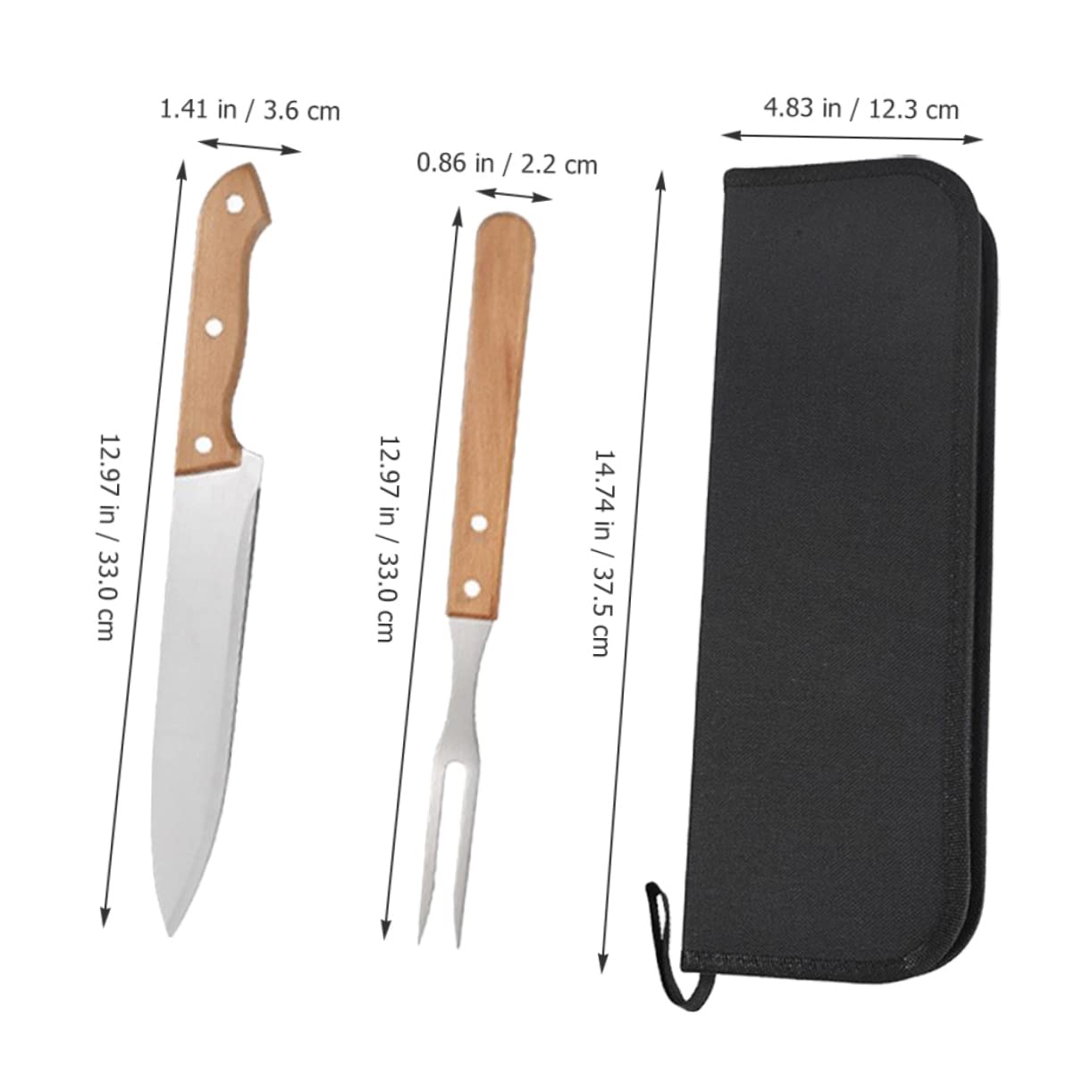 GANAZONO 3 Sets Barbecue and Fork Tools Brisket Slicing Knives for Slicing Meats Barbecue Kitchen Fork Kitchen Roast Fork Barbecue Supplies Wooden Handle Portable Travel
