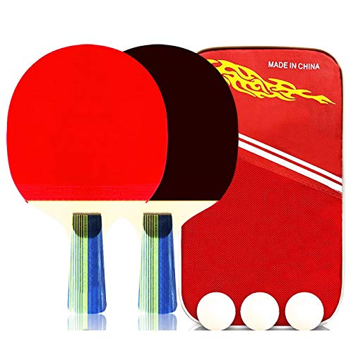 Hewen-Ping Pong Set Portable Pingpong Paddle Pingpong Racket Table Tennis Racket Ping Pong Bat Set with 2 Rackets, 3 Balls Table Tennis Bat (Size : Long)