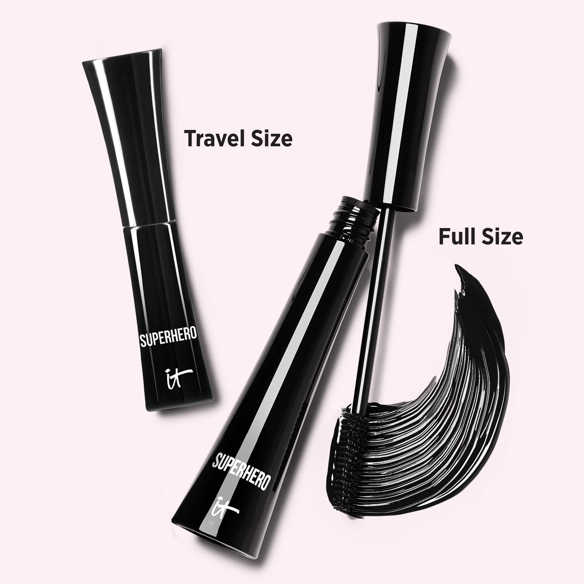 IT Cosmetics Lash Transformation Eye Makeup Set - Includes Full Size + Travel Size Superhero Volumizing & Lengthening Mascara - Lifts, Separates & Conditions Lashes - with Collagen, Biotin & Peptides