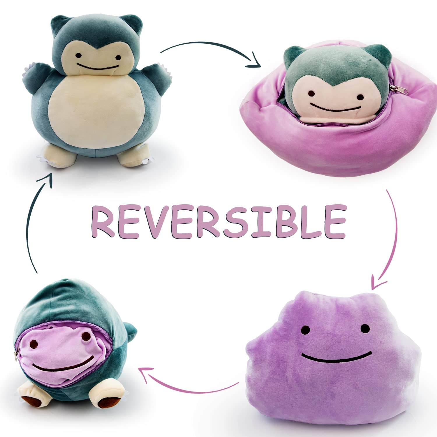 Maikerry Magic Jumbo 13.7'' Plush Changeable Two Style Soft Stuffed Toy Doll Ditto Reversible Figure Pillow