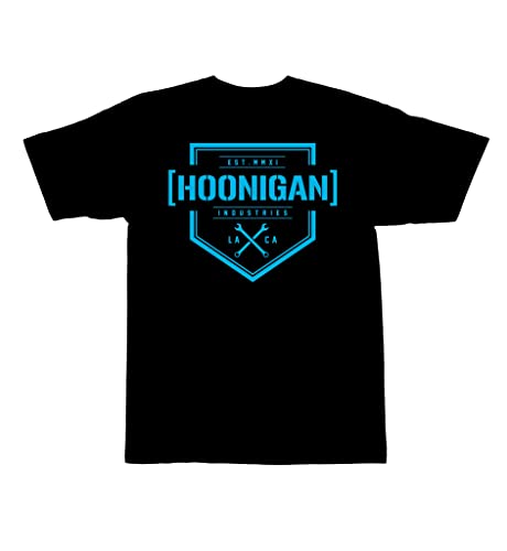 Hoonigan BRACKET X LOGO Short Sleeve Tee Black/Cyan / 2XL