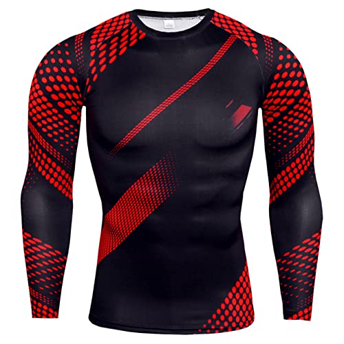 Kaerm Men's Athletic Long Sleeve Compression Shirts Athletic Tee Hiking Fishing Workout Tops Type M XX-Large