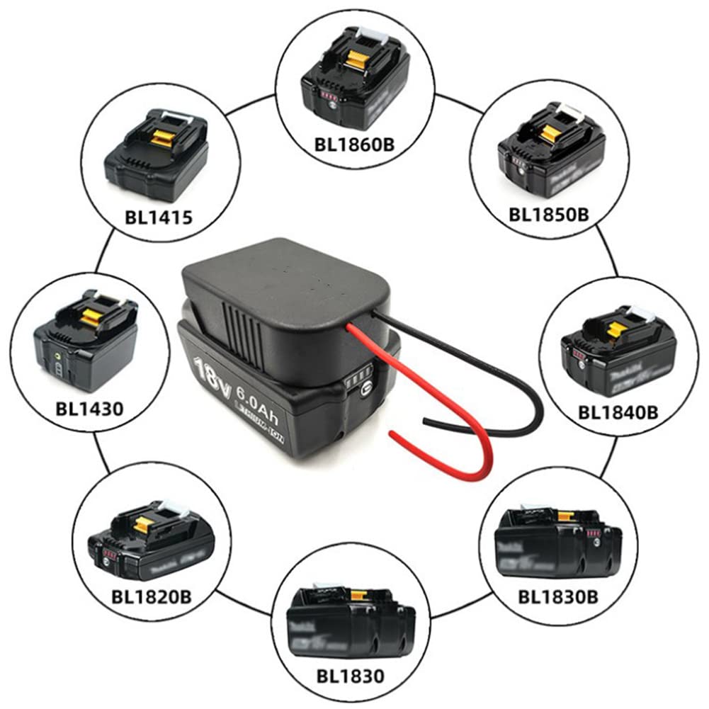 Hilitand Battery Power Mount Connector, 18V Battery Convertor with 10-inch 12-Wire Cable, Power Connector for Makita Series for Bosch Series