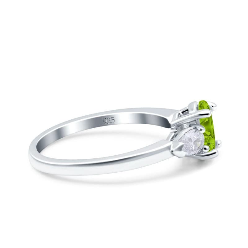 Kaius Jewels 7x5 mm August Birthstone Natural Peridot Gemstone Silver Sterling 925 Ring For Women Size Us-6.5