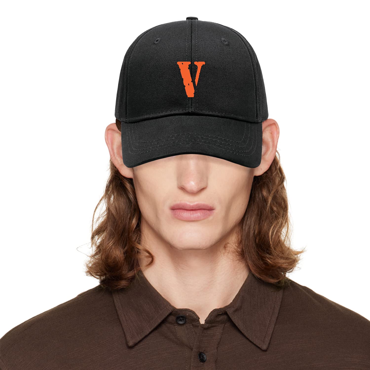JIOJSDS Black Big V Baseball Caps for Men Women Cotton Trucker Cap Skateboard Cap Hat