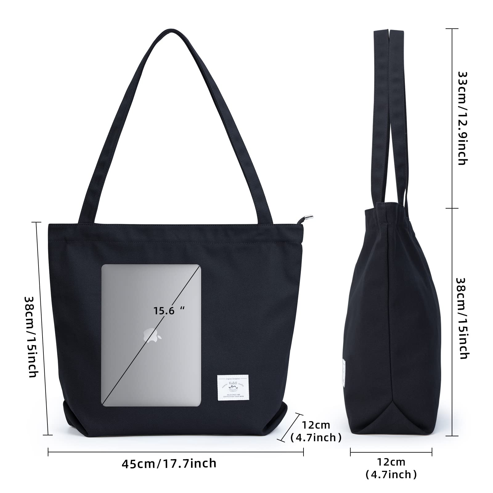 KALIDI Canvas Tote Bag for Women Large Shoulder Bag Canvas Hobo Handbags Purse with Zipper Pockets Green Work Bag