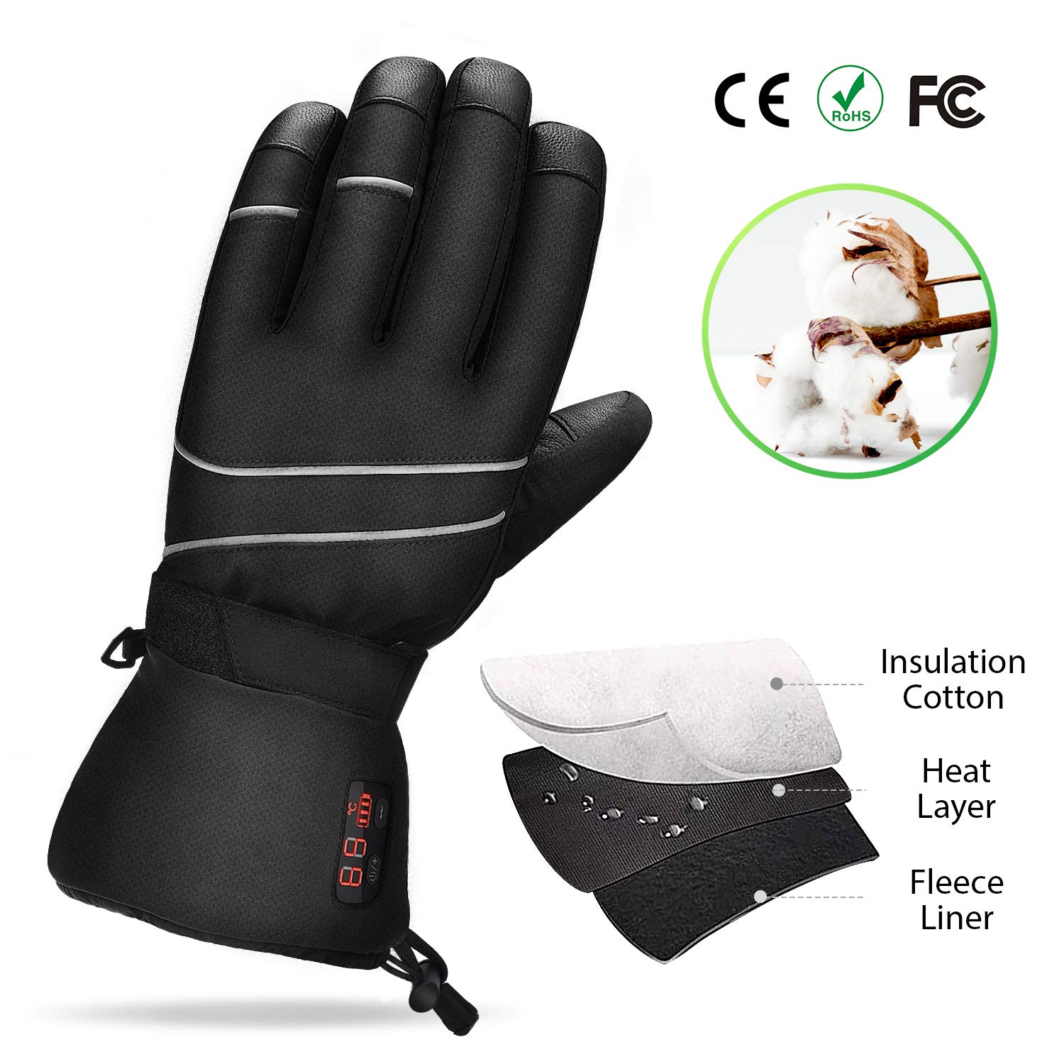 Heated Gloves for Men Women, Rechargeable Battery Electric Gloves, Touchscreen Heating Gloves for Skiing, Motorcycle, Hunting, Riding