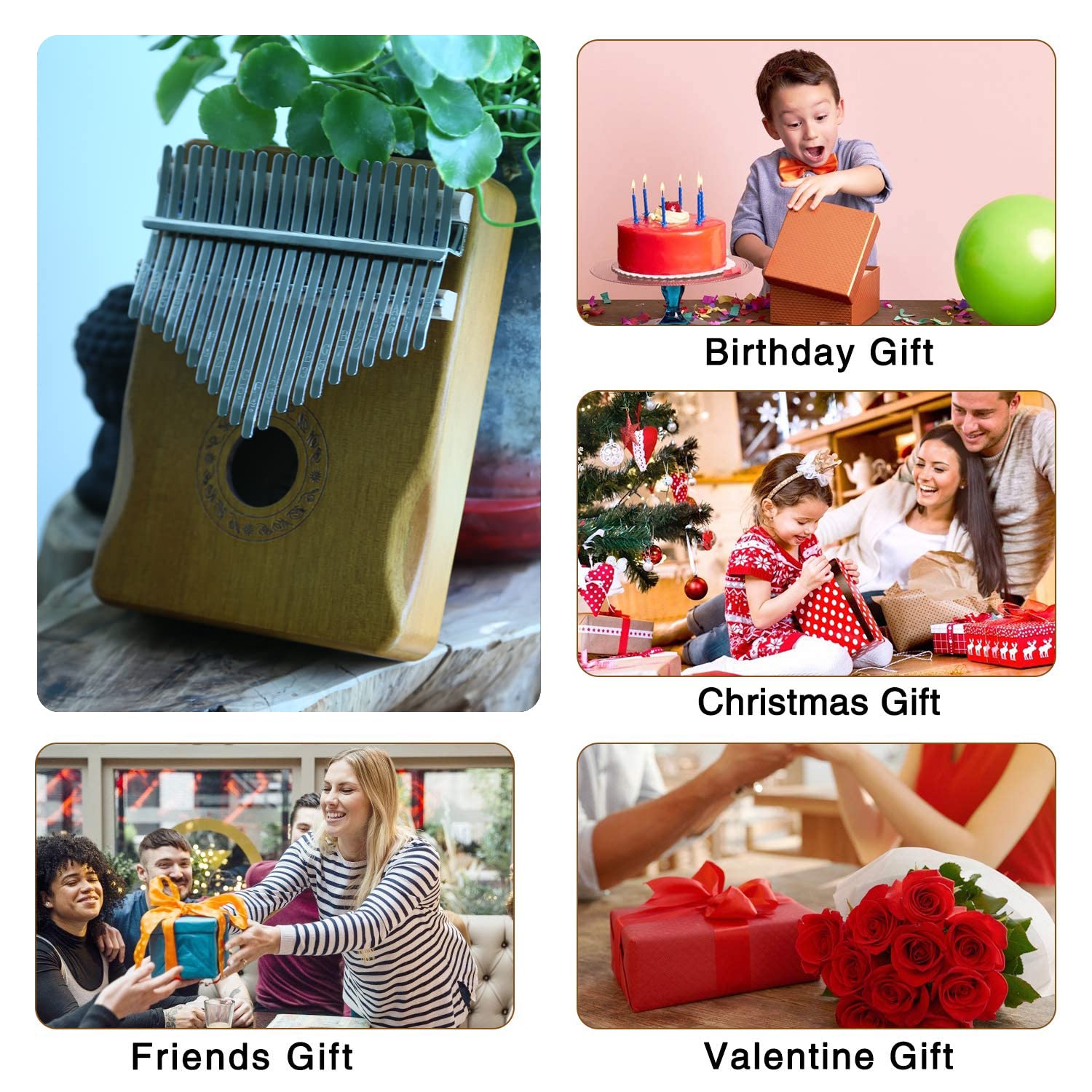 Kalimba portable 21-key thumb piano, easy to learn portable instrument present, suitable for adults, children and beginners