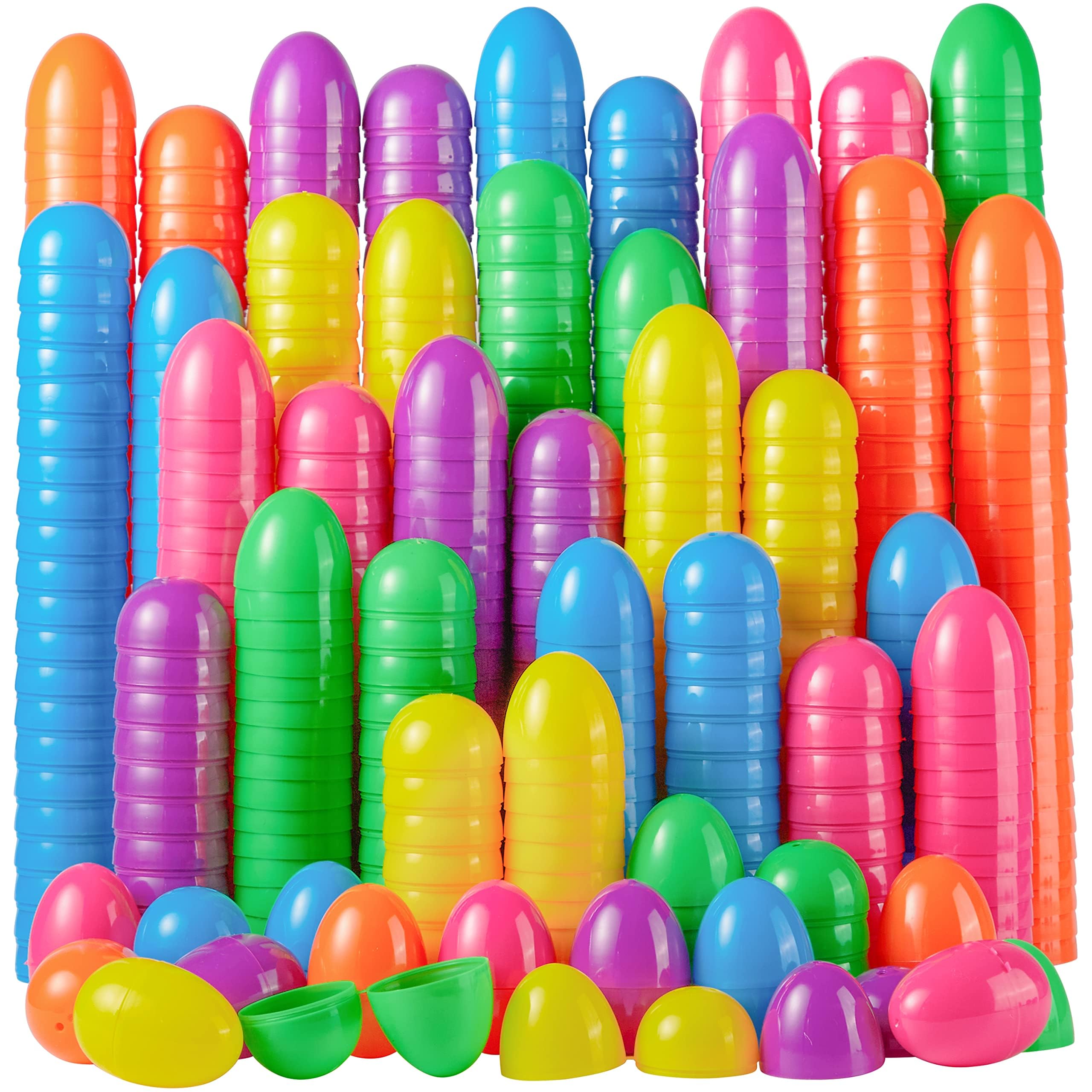 JOYIN 1000 PCS 2.3" Plastic Easter Eggs, Empty Easter Eggs Fillable, Colorful Bright Plastic Eggs Bulks for Easter Hunt, Filling Treats, Party Favor, Easter Basket Stuffers, Classroom Prize Supplies