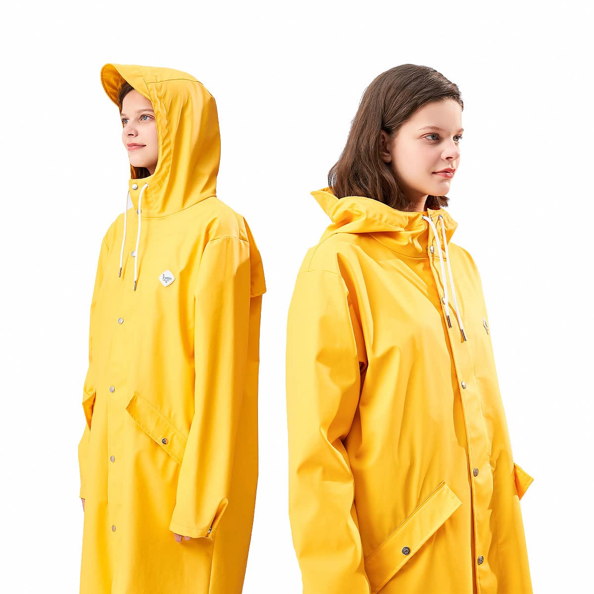 L-Rain Fashion Hooded Rain Coat for Women and Men - Breathable Rain Jacket - Yellow M/L