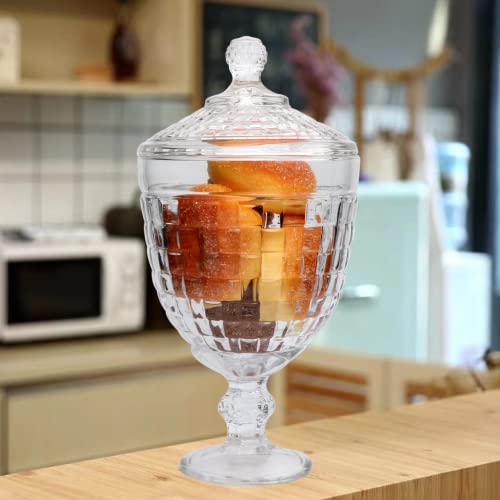 Woaiwo-q Candy Jar Set of 3,Apothecary Jar with Lid, Crystal Candy Jar, Decorative Footed Candy Jar, Cookie Jar, for Candy Buffet, Kitchen, Home, Wedding (27oz)