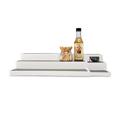 Madesmart Shelf Organizer Cabinet Collection, Fit Shelves, Soft-Grip Surface, Non-Slip Feet & BPA-Free, Large, White Expandable
