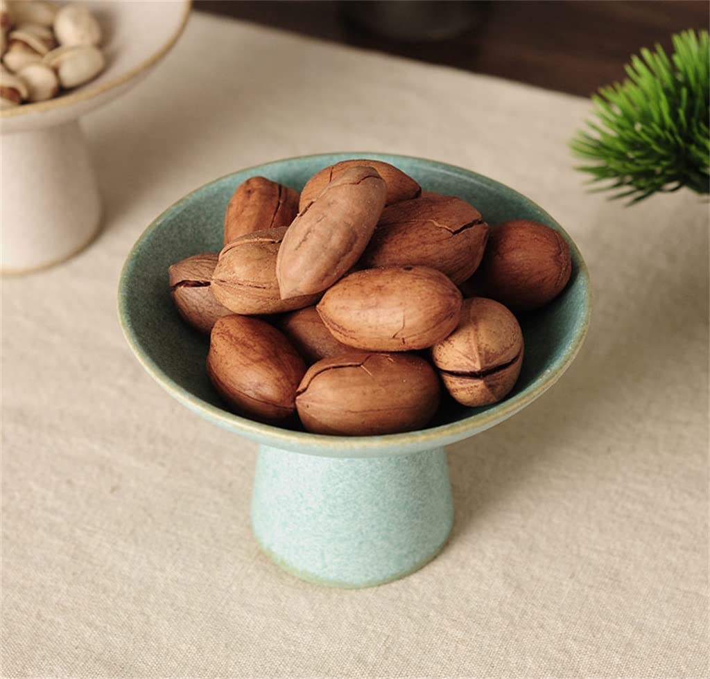 PNNERR High-footed Refreshment Tray Round Ceramic Plate Snack Tray Fruit Plate Salad Bowl Dessert Bowl ( Color : E , Size : 1pcs )