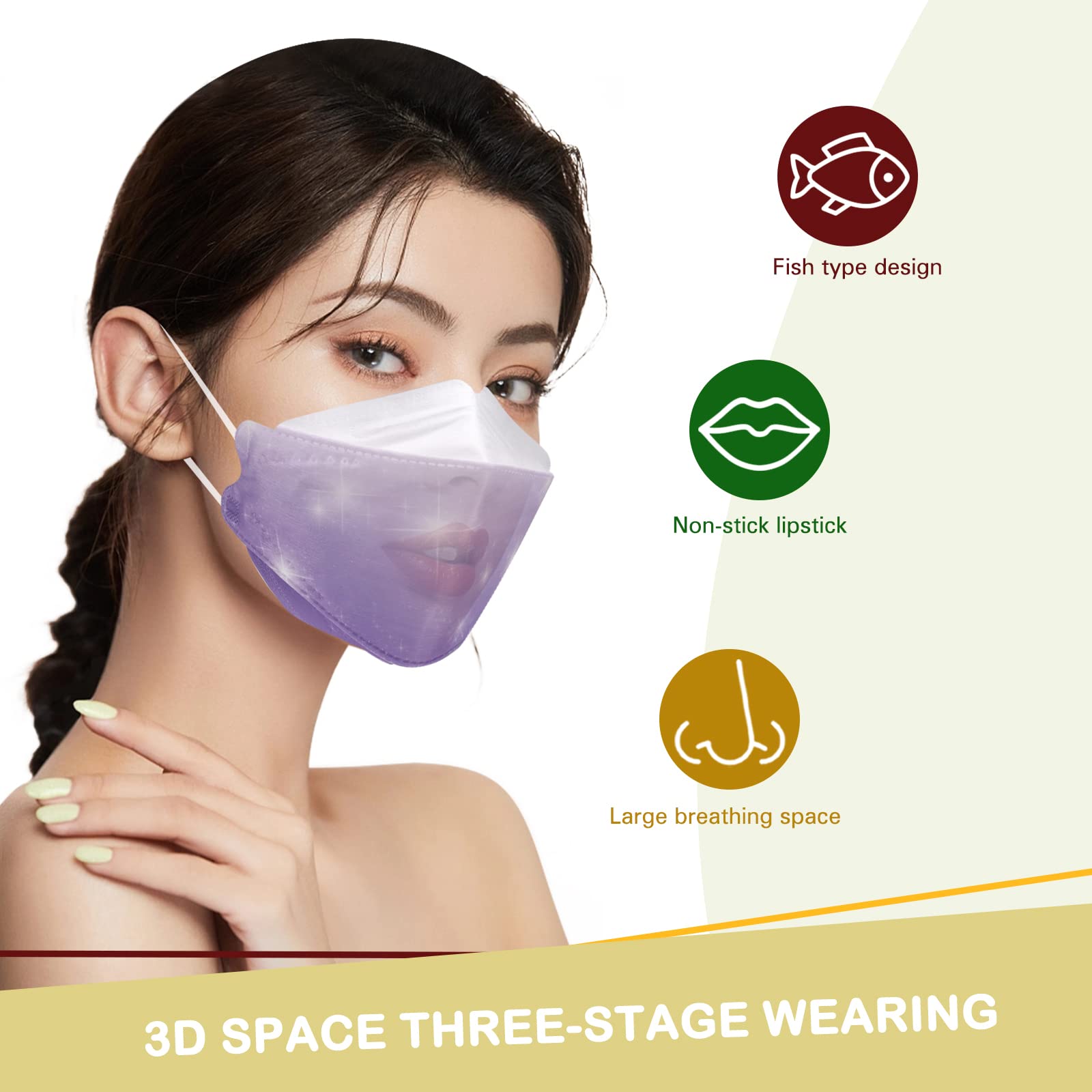 Monyus 60PCS Gradient Color Masks, 3D Disposable 4-Layer Face Masks For Adult Galaxy Design, Every Piece Individually Packaged