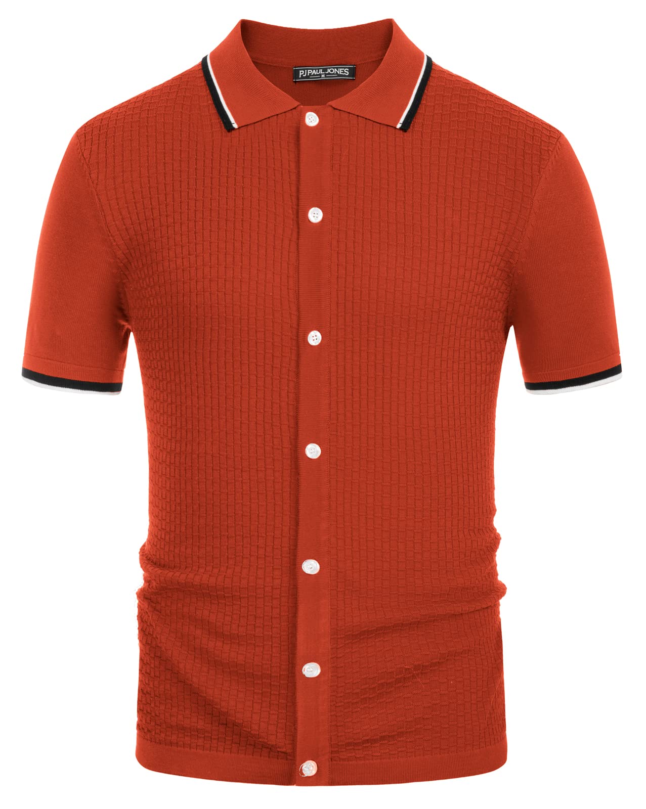 Mens Vintage Cable Knitted Polo Shirts Old Money Stylish Polo Golf Shirts Red
