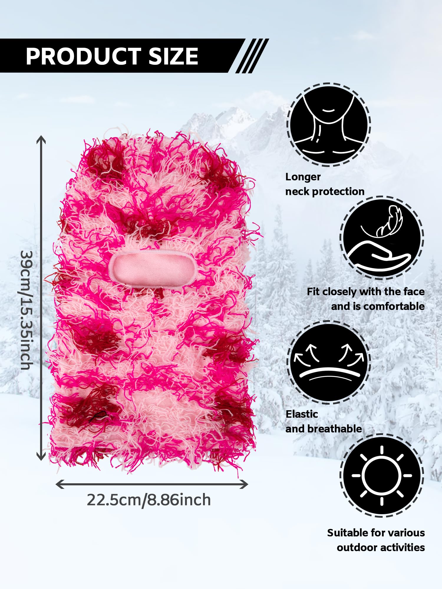 MGBPEI 1 Pack Distressed Balaclava Ski Mask for Men/Women Knitted Full Face Ski Mask Windproof Neck Warmer